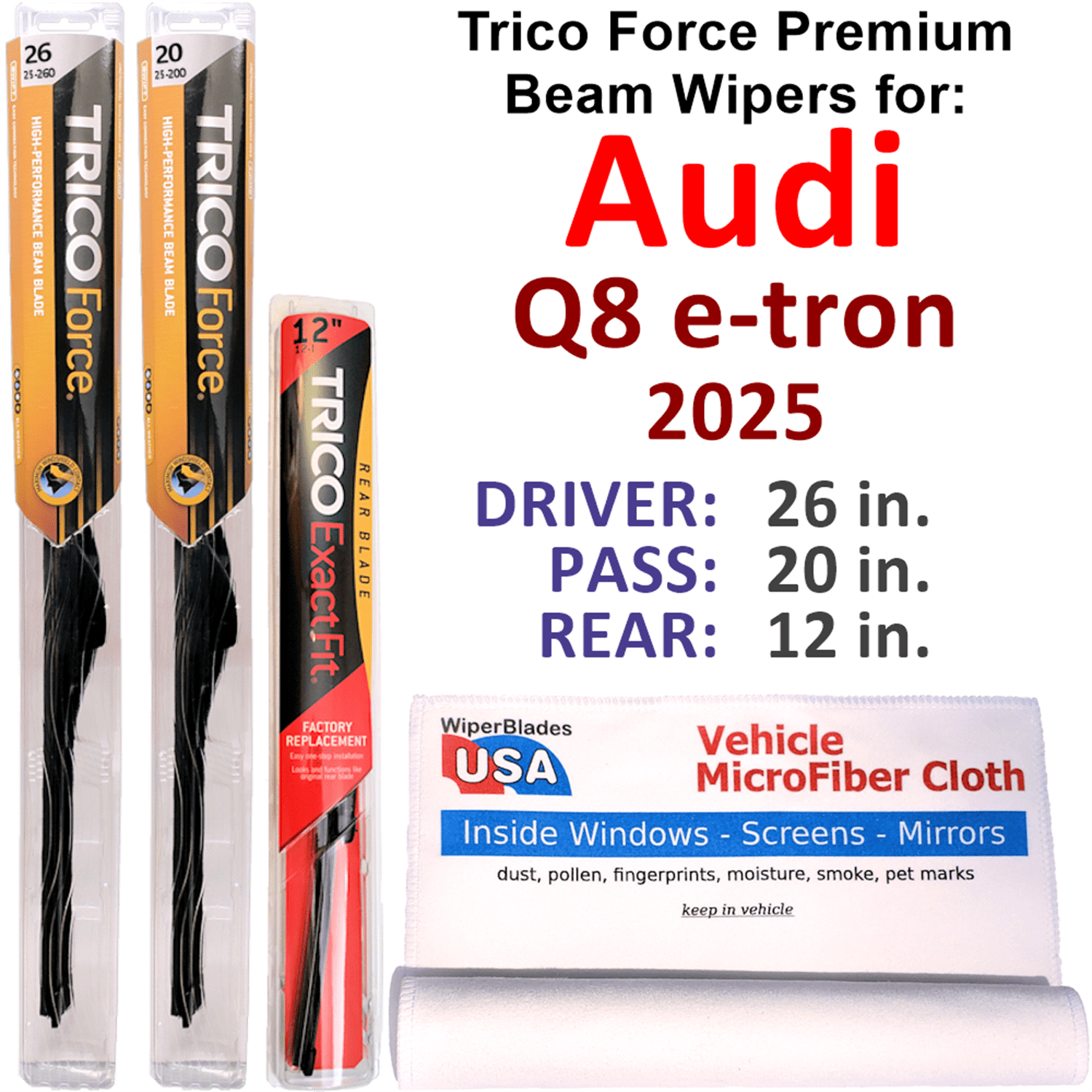 2025 Audi Q8 e-tron Performance Beam Wipers (Set of 3) w/Rear Wiper ...