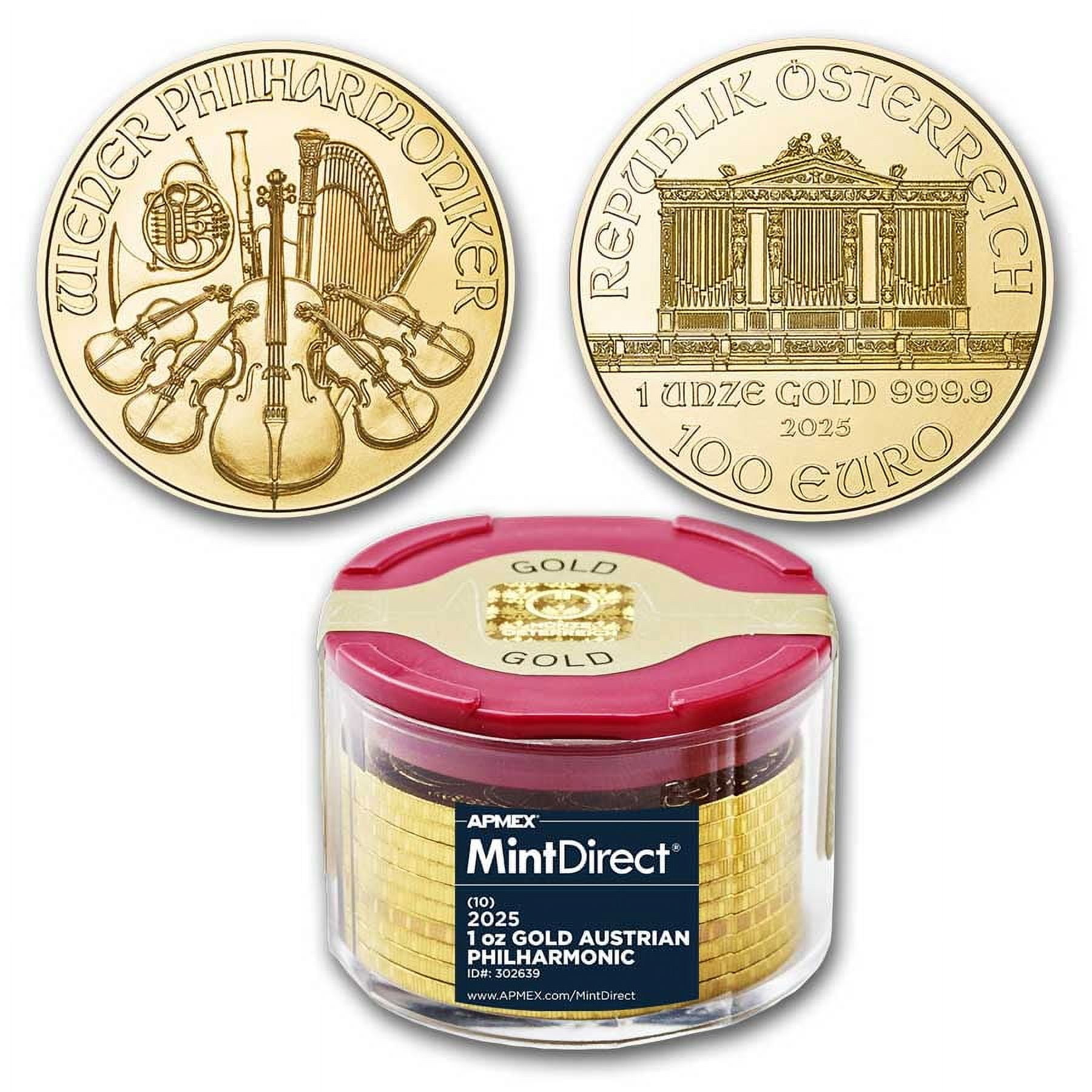 2025 Austria 1 oz Gold Philharmonic (10-Coin MintDirect® Tube) - Walmart.com