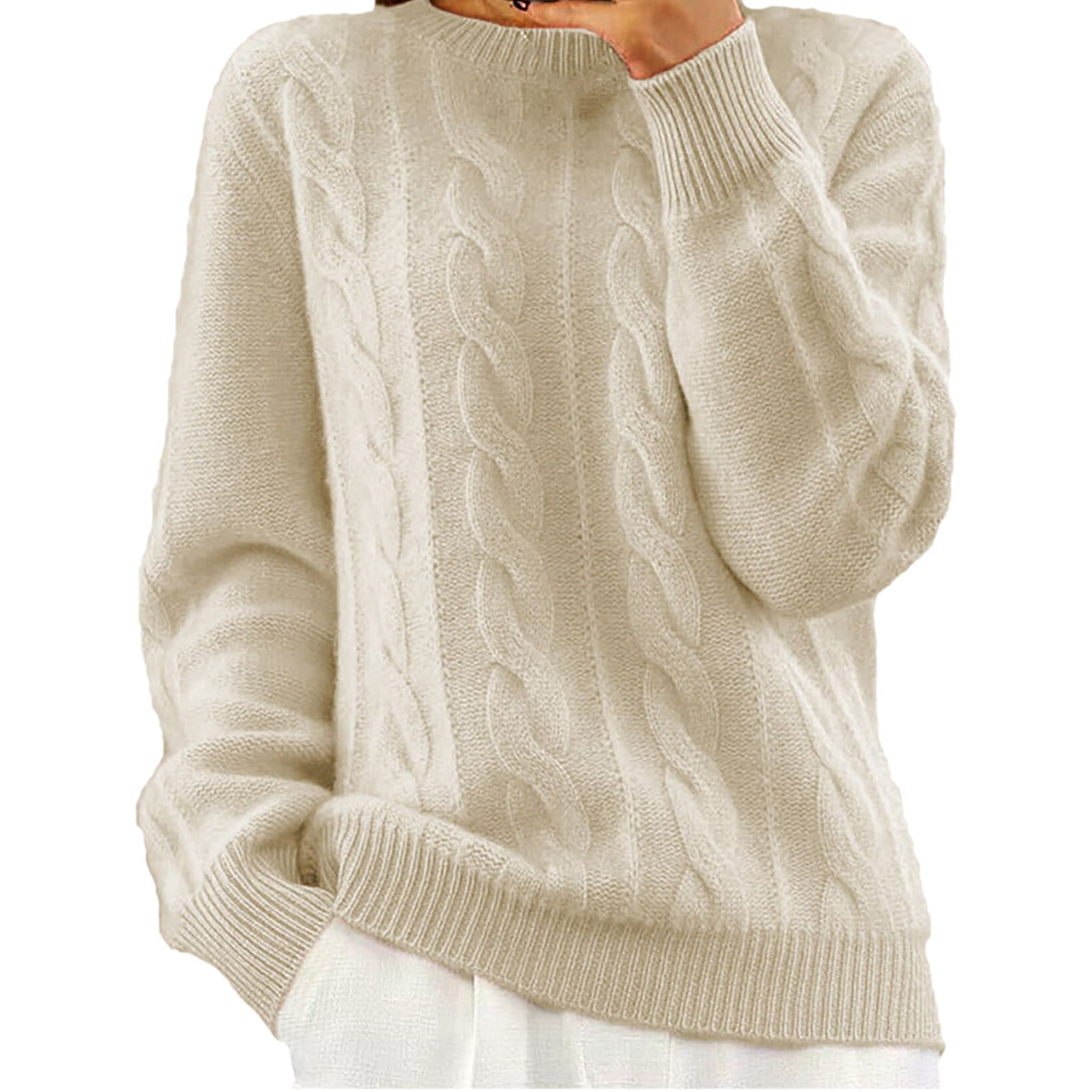 2025 Autumn Sweater Beige Sweater Long Sleeves V-Neck Heated Hoodie ...