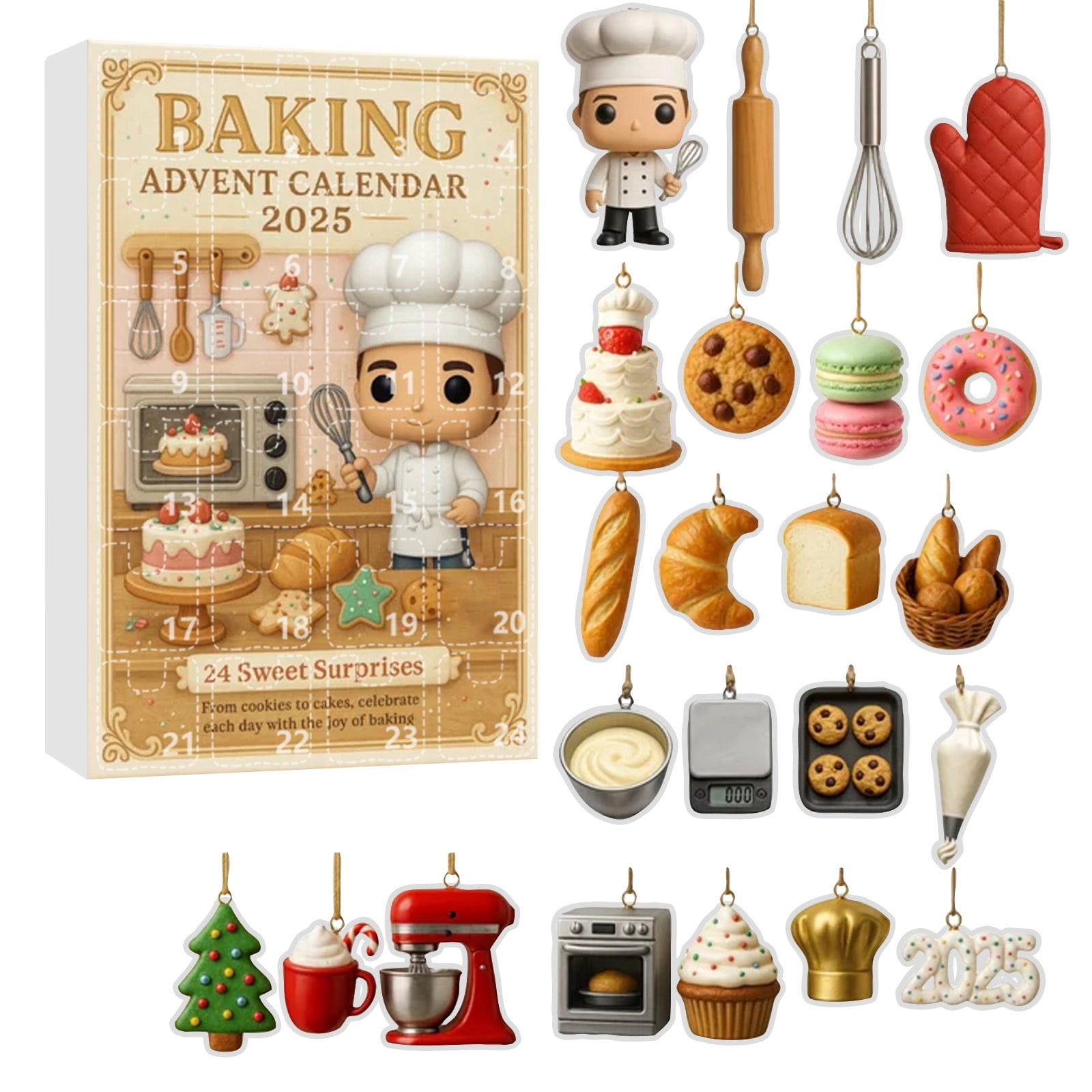 2025 Baking Advent Calendar, 24 Days Christmas Countdown Calendar with ...