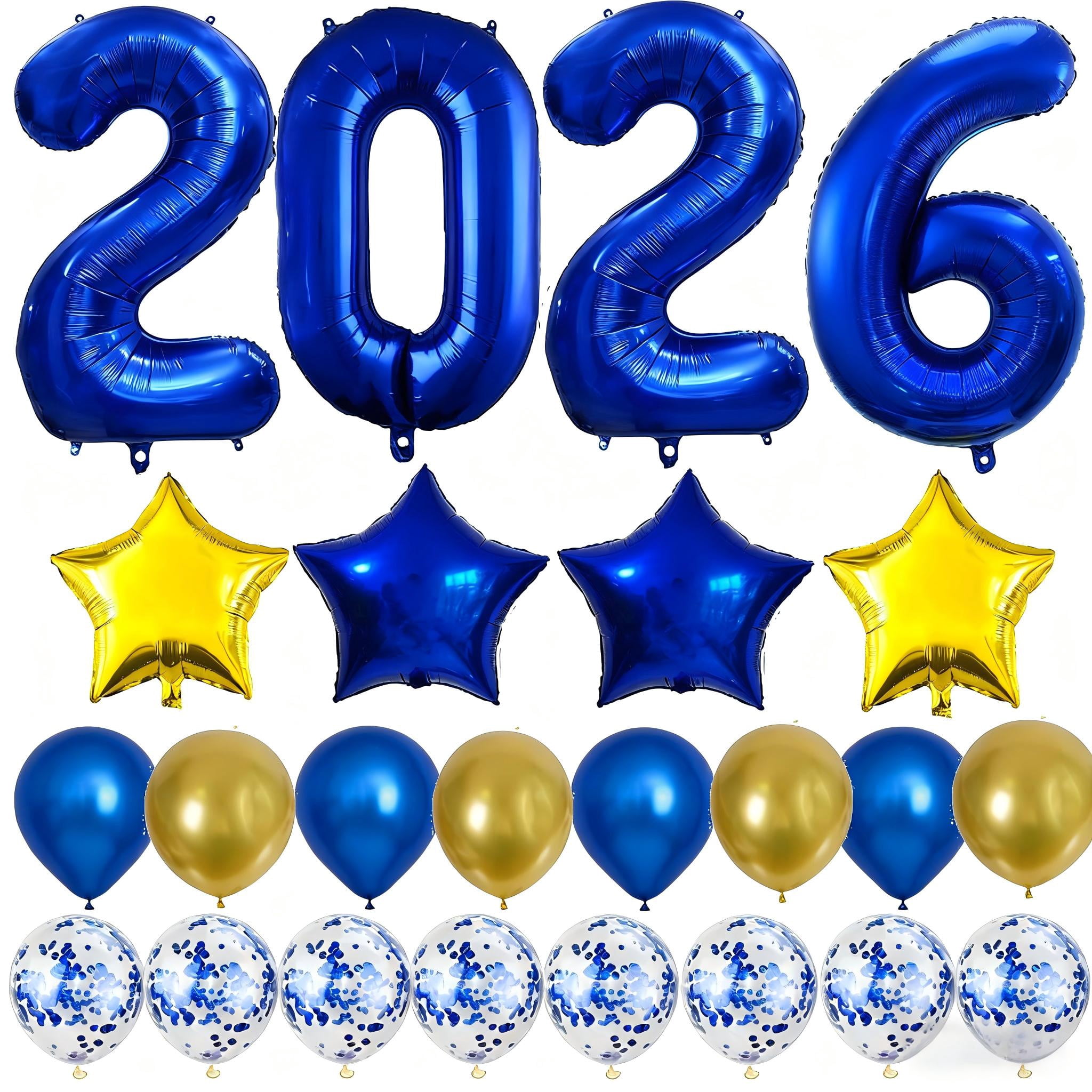 Blue Foil 2024 Number Balloons, 40 Inch for New Year's Graduation ...