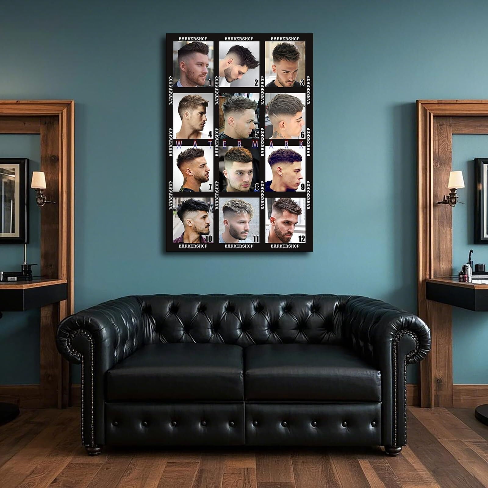 2025 Barbershop Wall Art: Black Background 2025 Cool Edgy Men's ...