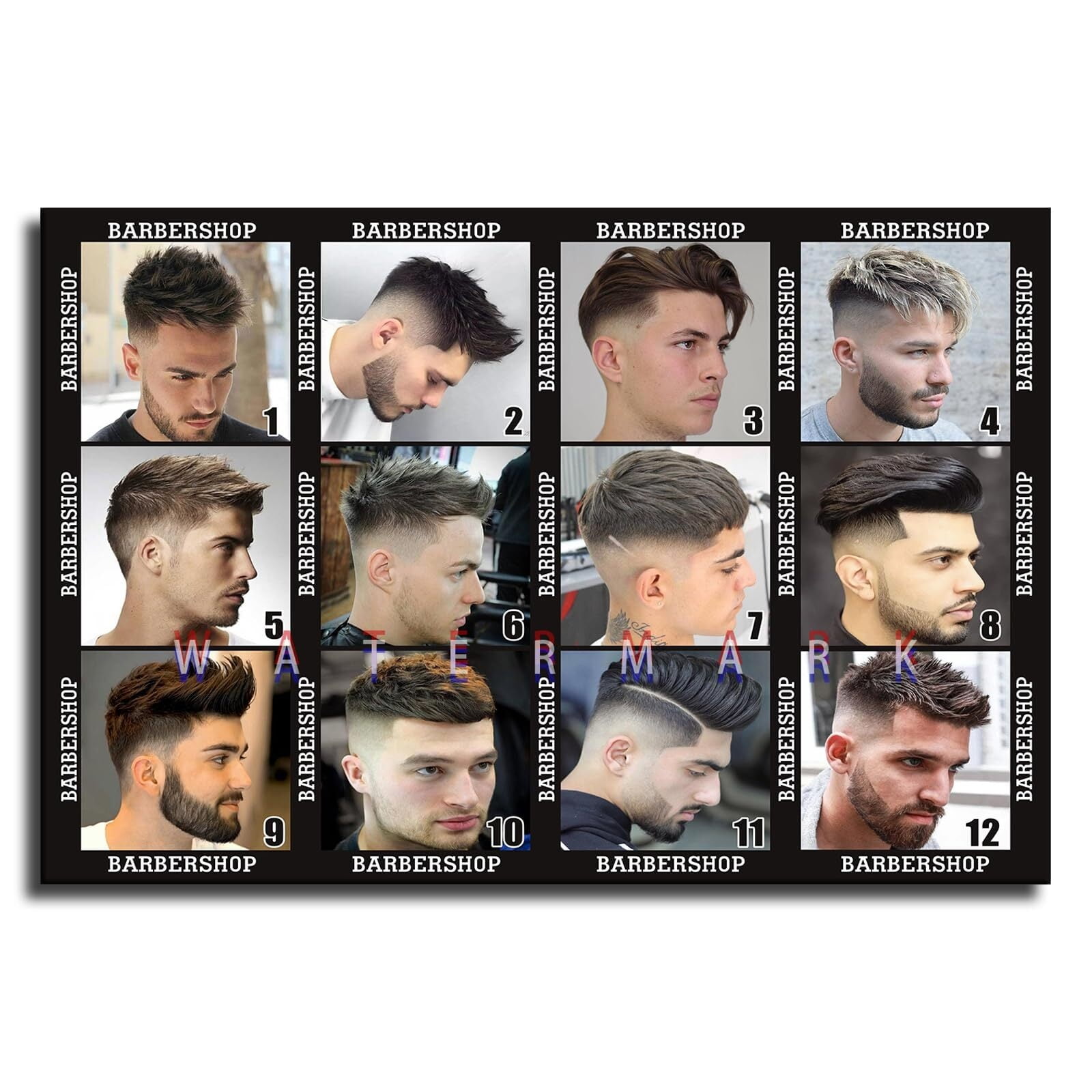 2025 Barbershop Wall Art: Black Background Cool Edgy Men's Hairstyle ...