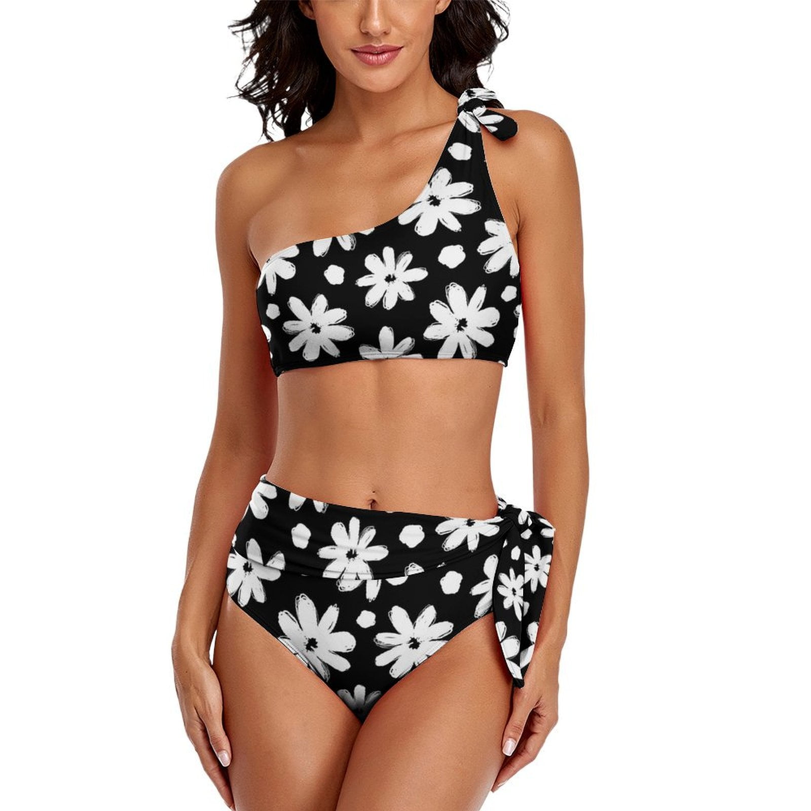 2025 Beachwear Up Push Women Set Bikini Graphic Swimwear Shoulder One Floral Vintage Swimsuit ...