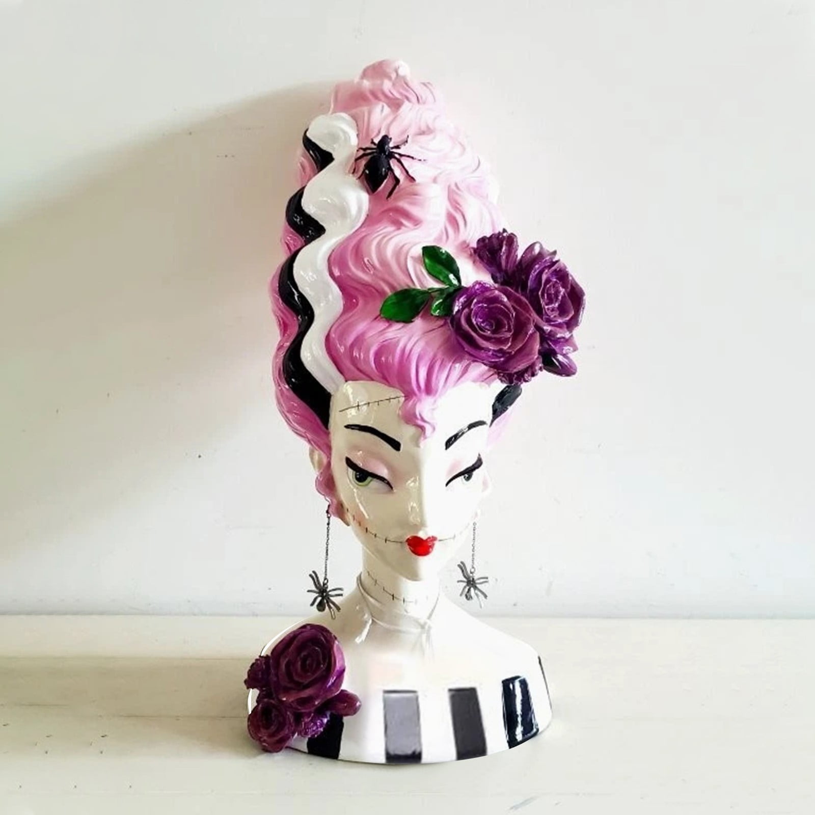 2025 Bella Lux Retro Pink Frankenstein Bride Statue Halloween 9.84 Inch ...