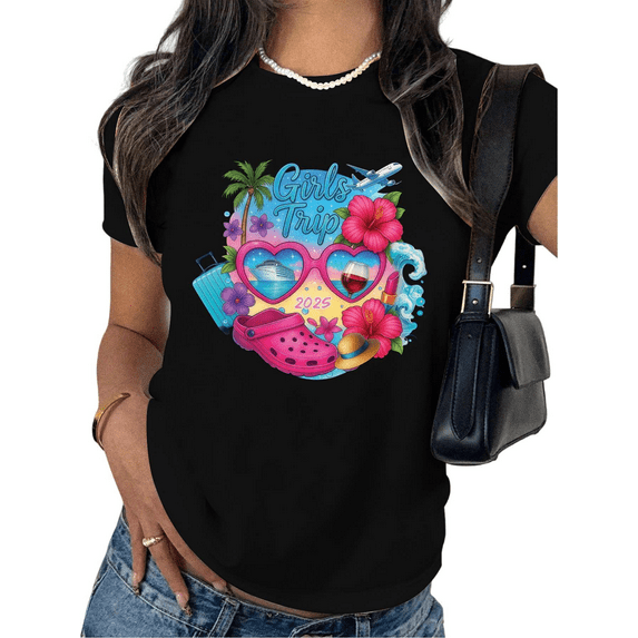 2025 Best Friend Vacation Shirt, Women's Tropical Retro Graphic Tee ...