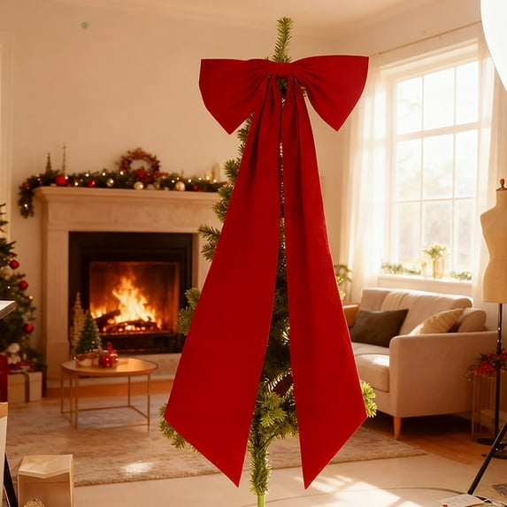 2025 Big Red Bow Ornament For Christmas Tree, Large Holiday Decoration ...
