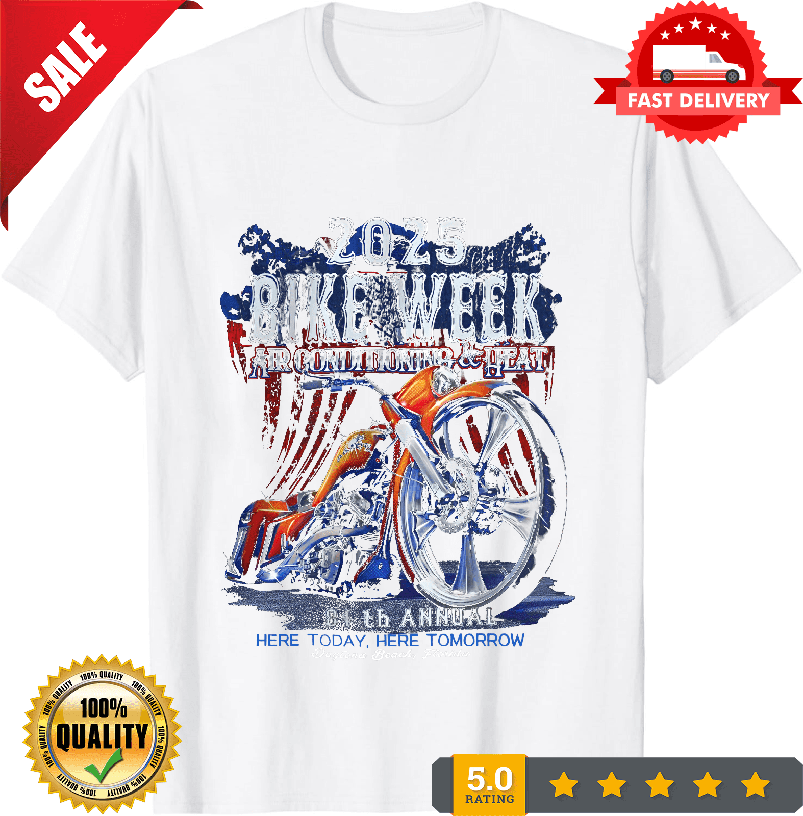 2025 Bike Week Daytona Beach 84th Logo T-Shirt, ULTRA LIMITED-TH75073 - Walmart.com