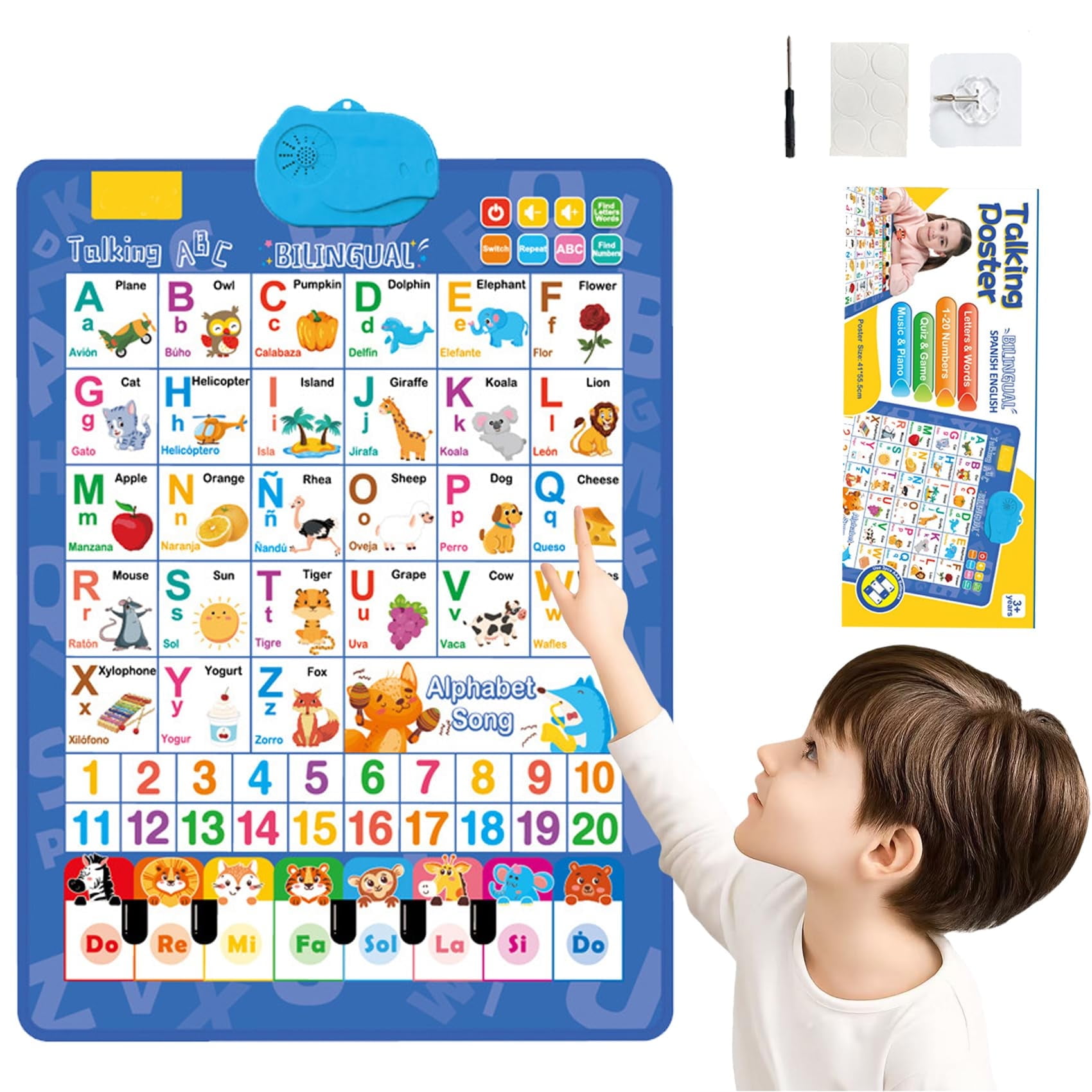 2025 Bilingual Talking Wall Chart for Kids - English & Spanish Learning ...
