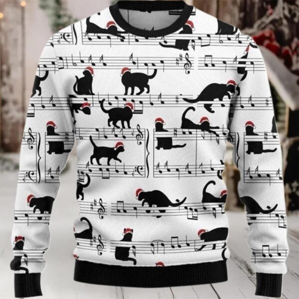 2025 Black Cat Christmas Music Christmas Sweater - Walmart.com