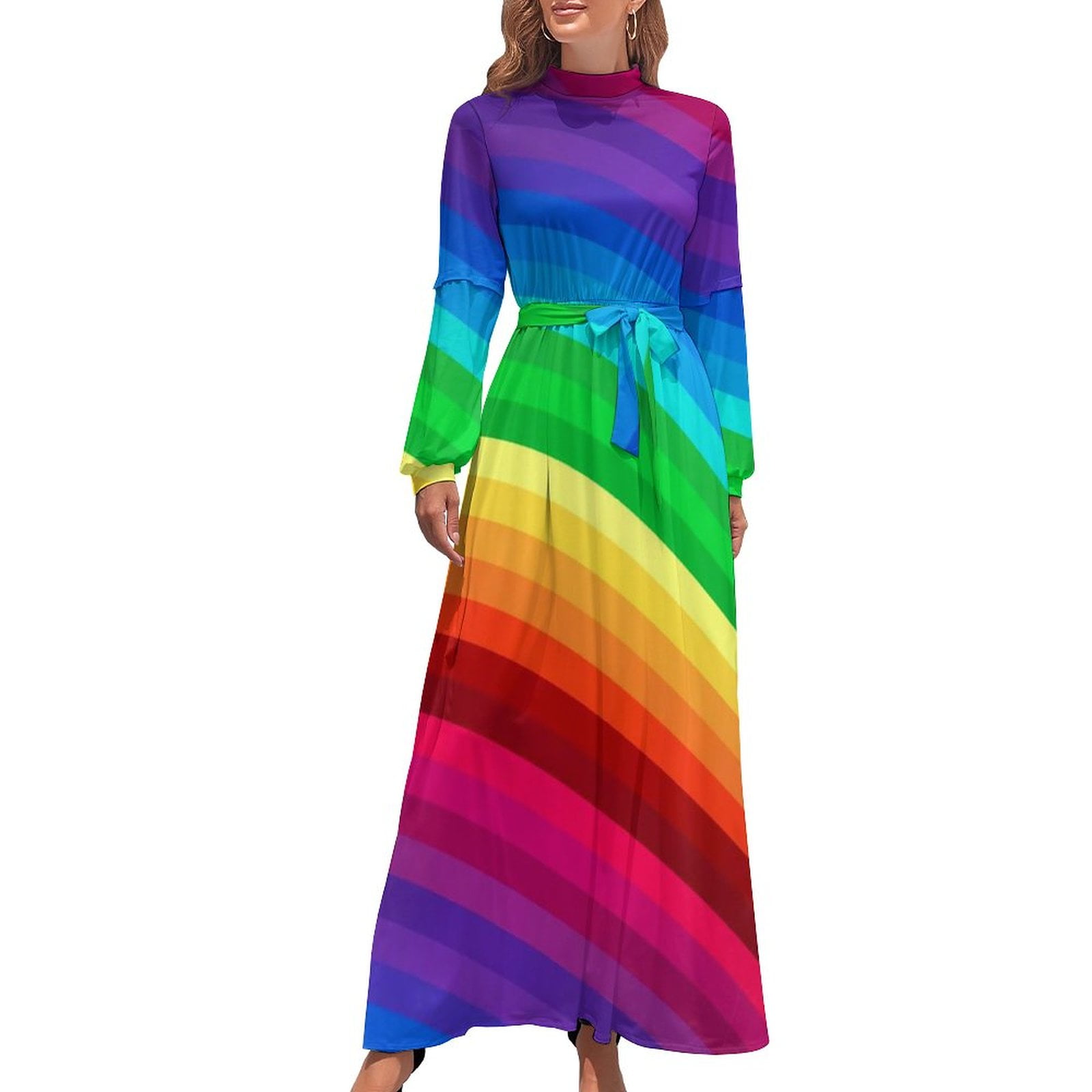 2025 Black White Striped Dress High Neck Vertical Stripes Graphic ...