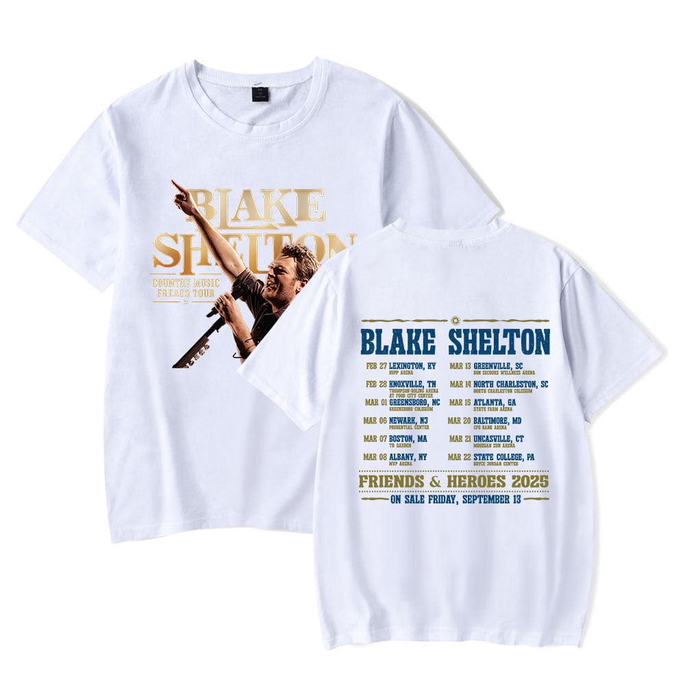 2025 Blake Shelton Friends and Heroes Tour T-Shirt Unisex Short Sleeve ...