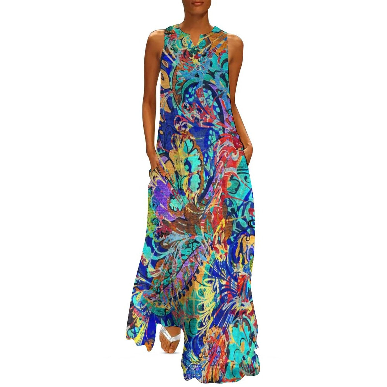 2025 Bluetiful Floral Print Dress Blossom Bloom Vintage Maxi Dress ...