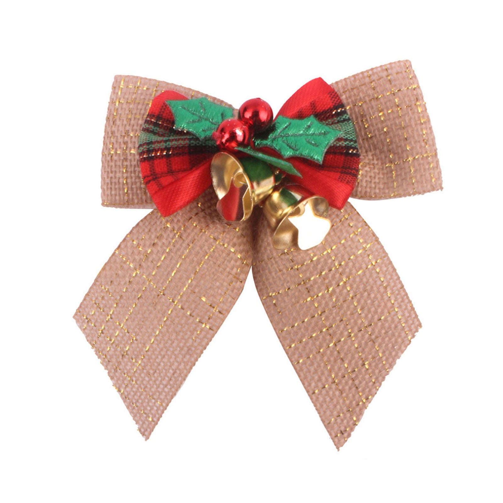 2025 Bowknots Christmas Bows With Iron Bells Christmas Tree Decorations ...