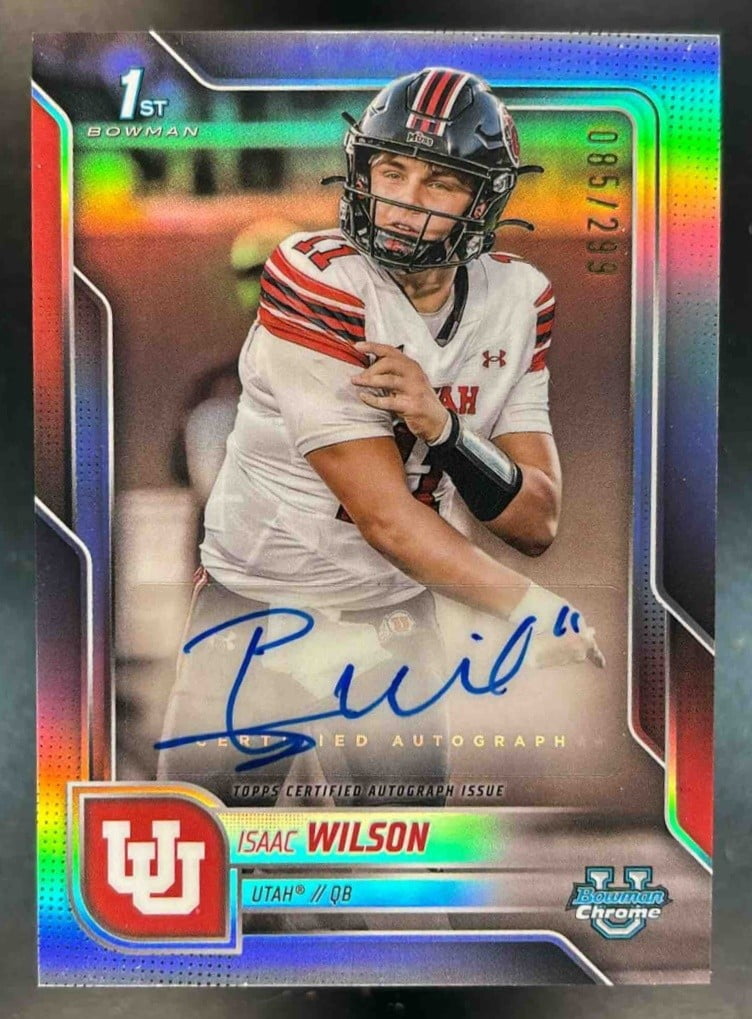2025 Bowman Chrome University Isaac Wilson Prospect Auto Refractor /299 ...