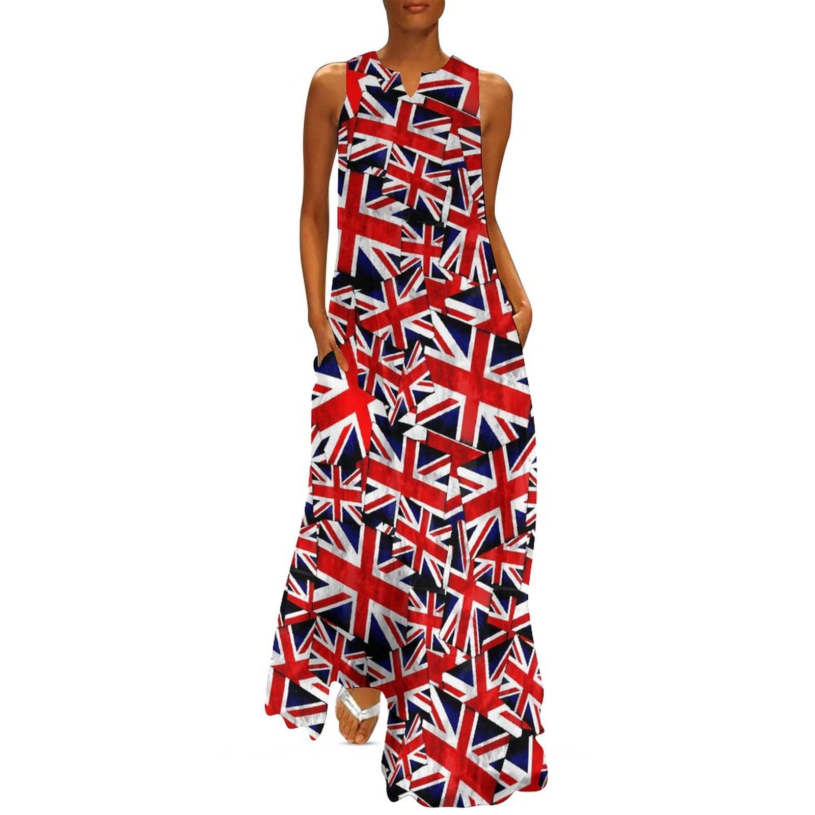 2025 British Flag Dress Summer United Kingdom Flag Street Wear Boho ...