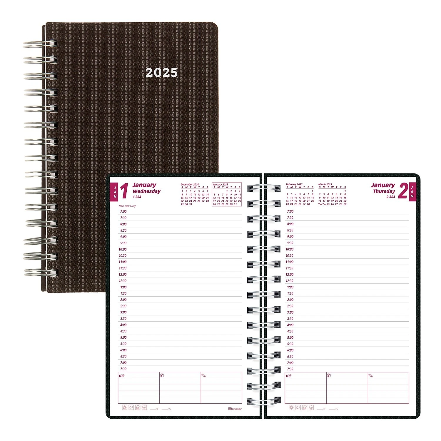 2025 Brownline Duraflex 5" X 8" Daily & Monthly Planner Poly Cover ...