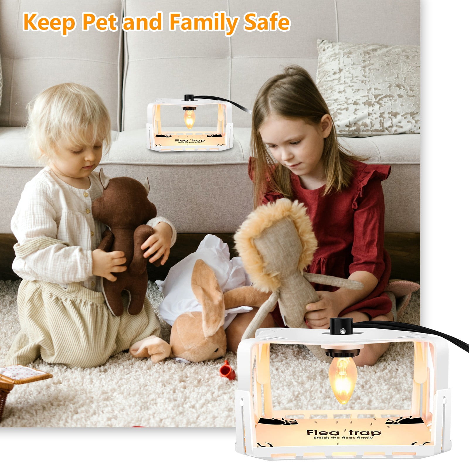 2025 CHOII 1 Packs Flea Traps for Inside Your Home with 2 Sticky Pads Refills & 2 Flea Lights ...