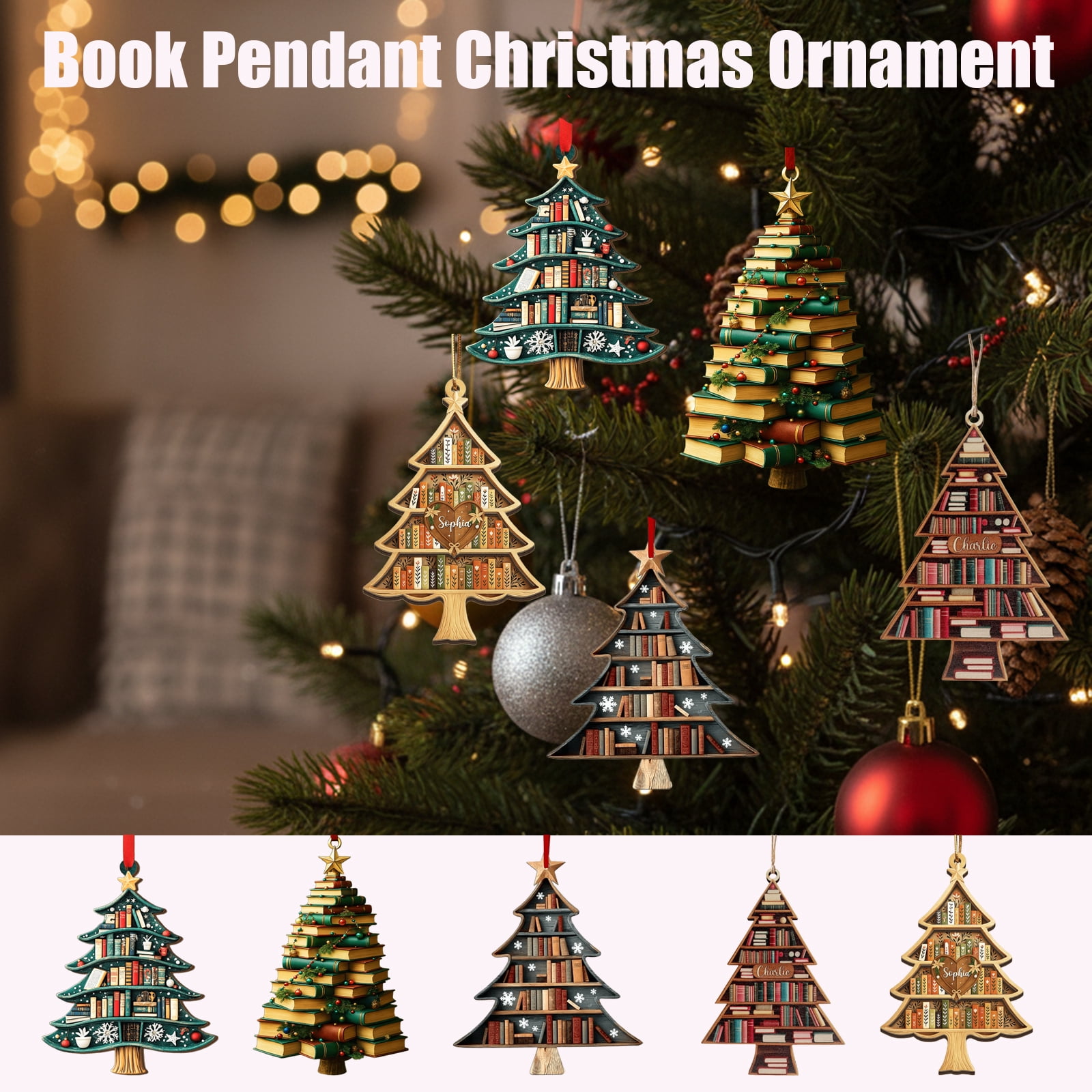 2025 CHOII Christmas Personalized Book Stack Tree Ornament – 2025 ...
