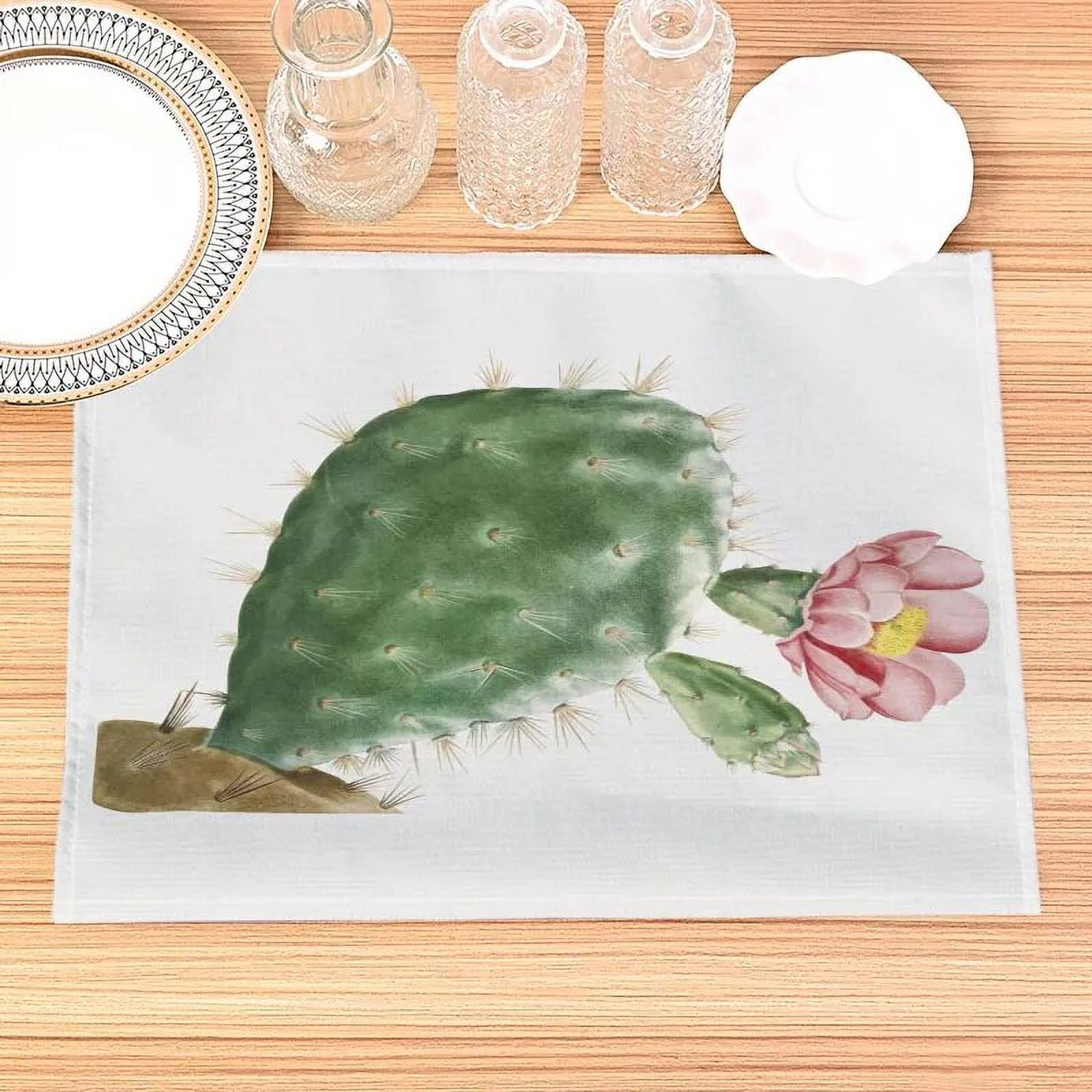 2025 Cactus Placemat Cotton Linen Fabric Table Mats Family Dinner ...