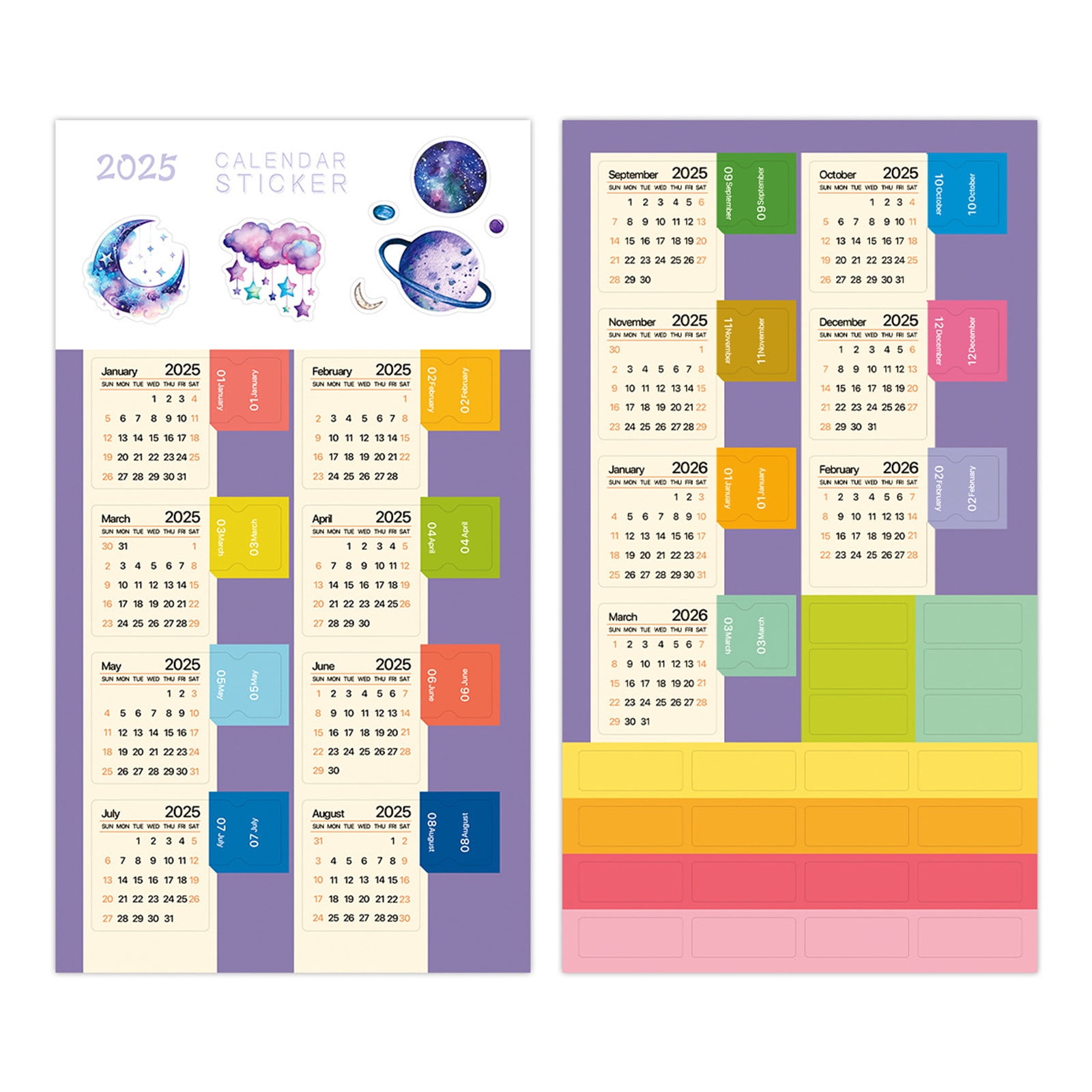 2025 Calendar Month Stickers, Diary Label Stickers, Waterproof Vinyl ...