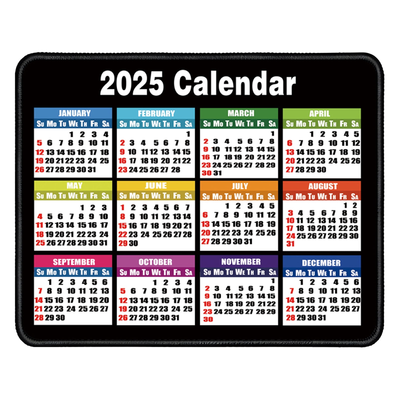 2025 Calendar Mouse Pad, Holiday Reminders, Non-Slip Rubber Base ...