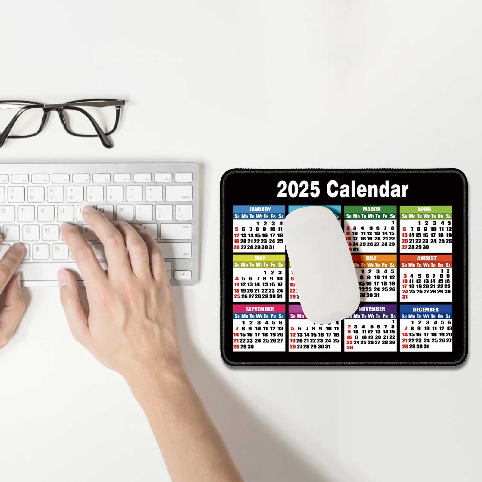 2025 Calendar Mouse Pad with Non-Slip Rubber Base,Stitched Edges,and ...