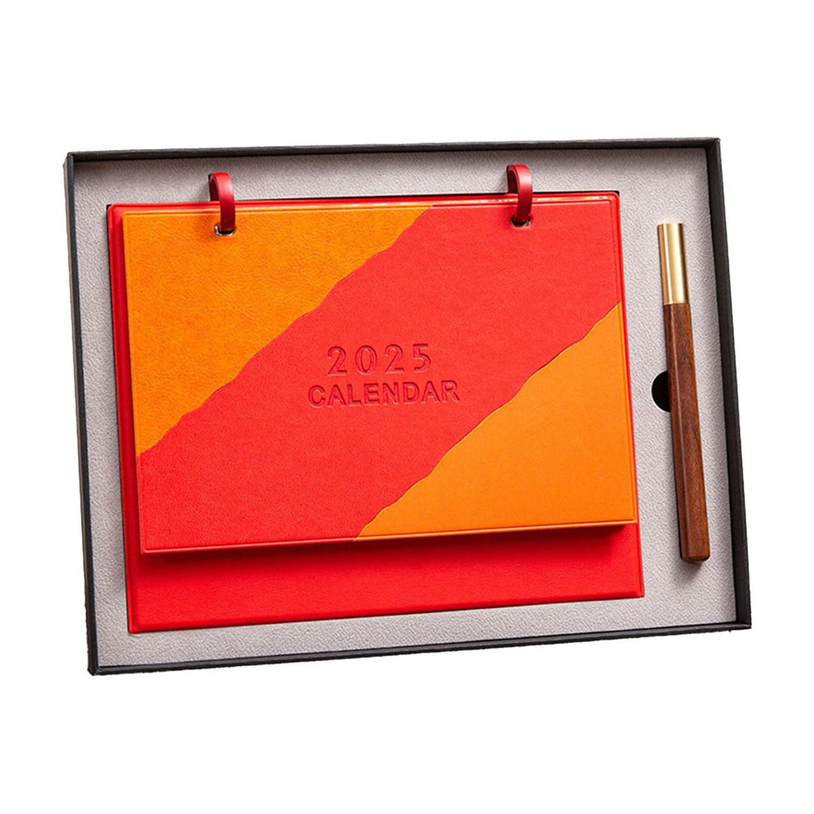 2025 Calendar Set with Pen Gift Box, 2025 Leather Desktop Calendar ...