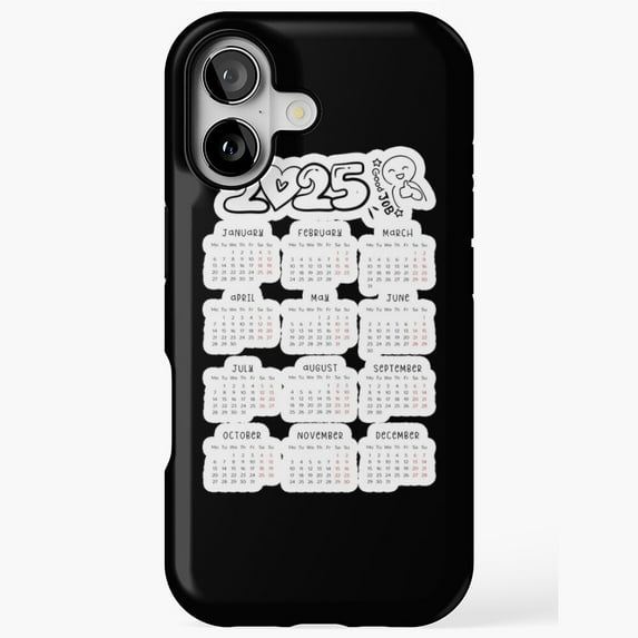 2025 Calendar Sleek Black Minimal Modern Design for iPhone 17 11 12 13 ...