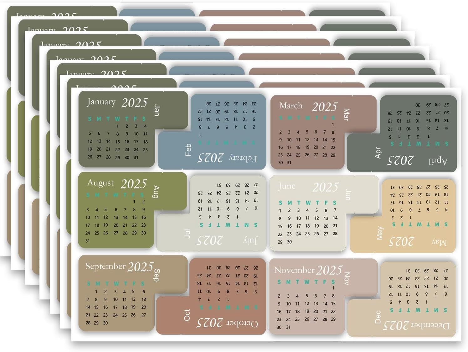 2025 Calendar Stickers Planner Stickers 2025 12 Sheets Colorful Monthly ...