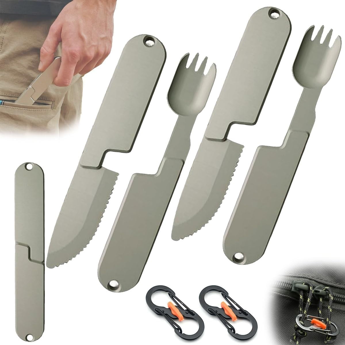2025 Camping Eating Utensils Set- Copack 2 In 1 Camping Eating Utensils Set, 2025 Respective ...