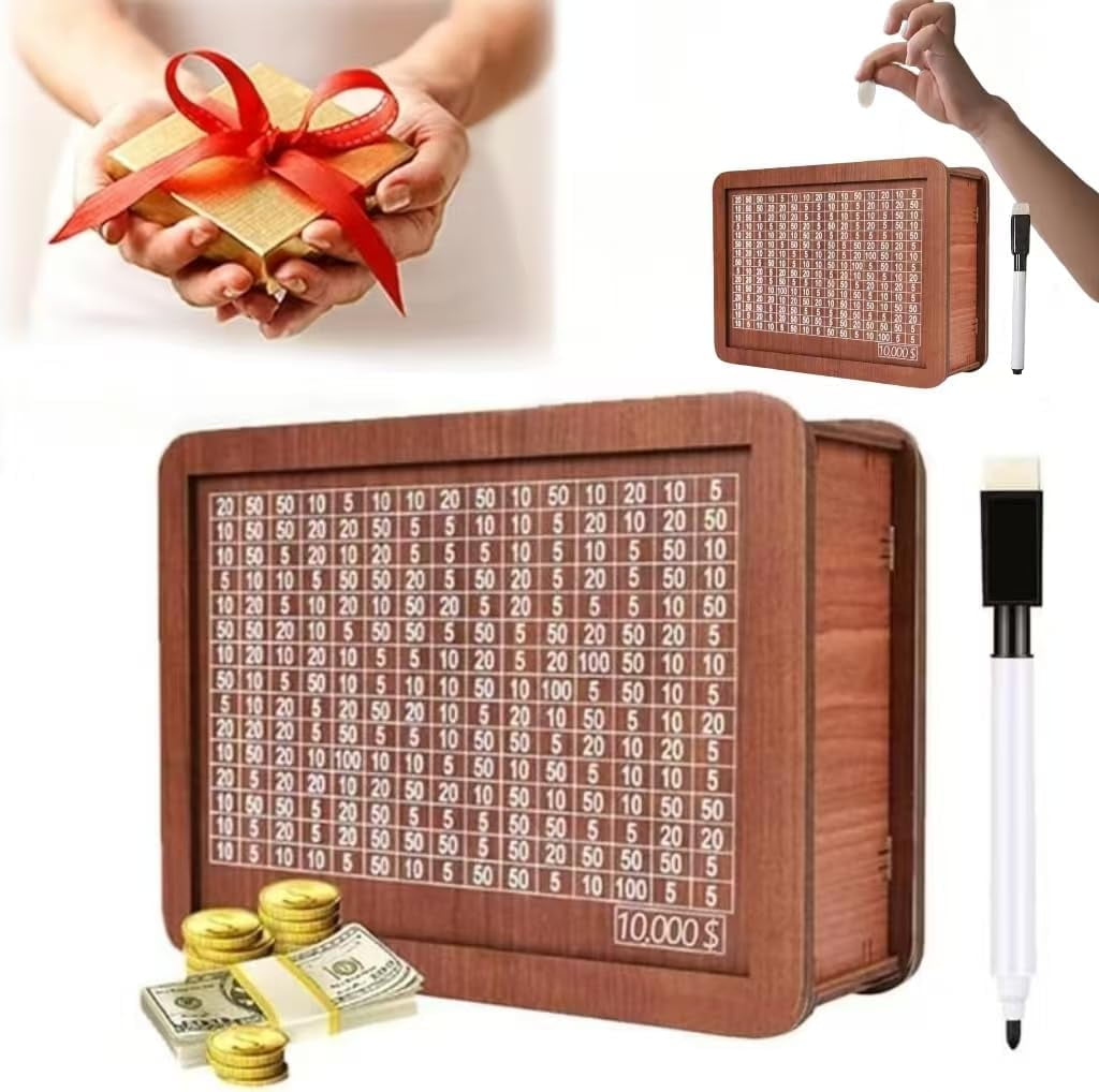 2025 Cash Vault Wooden Savings Box - Coin Counter Piggy Bank for Adults ...
