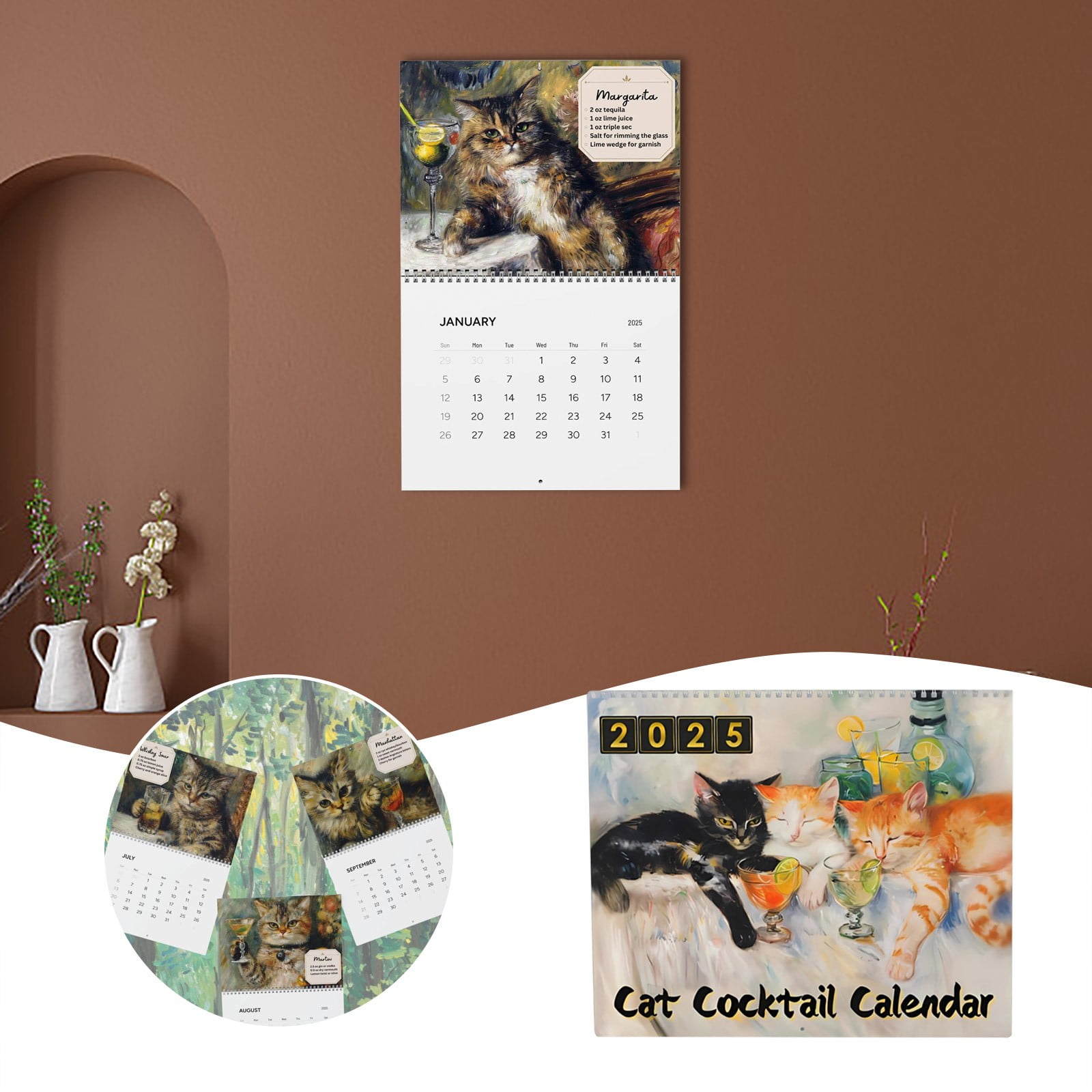 2025 Cat Calendar Cats Wall Calendar 12 Monthly Cat Themed Calendar ...