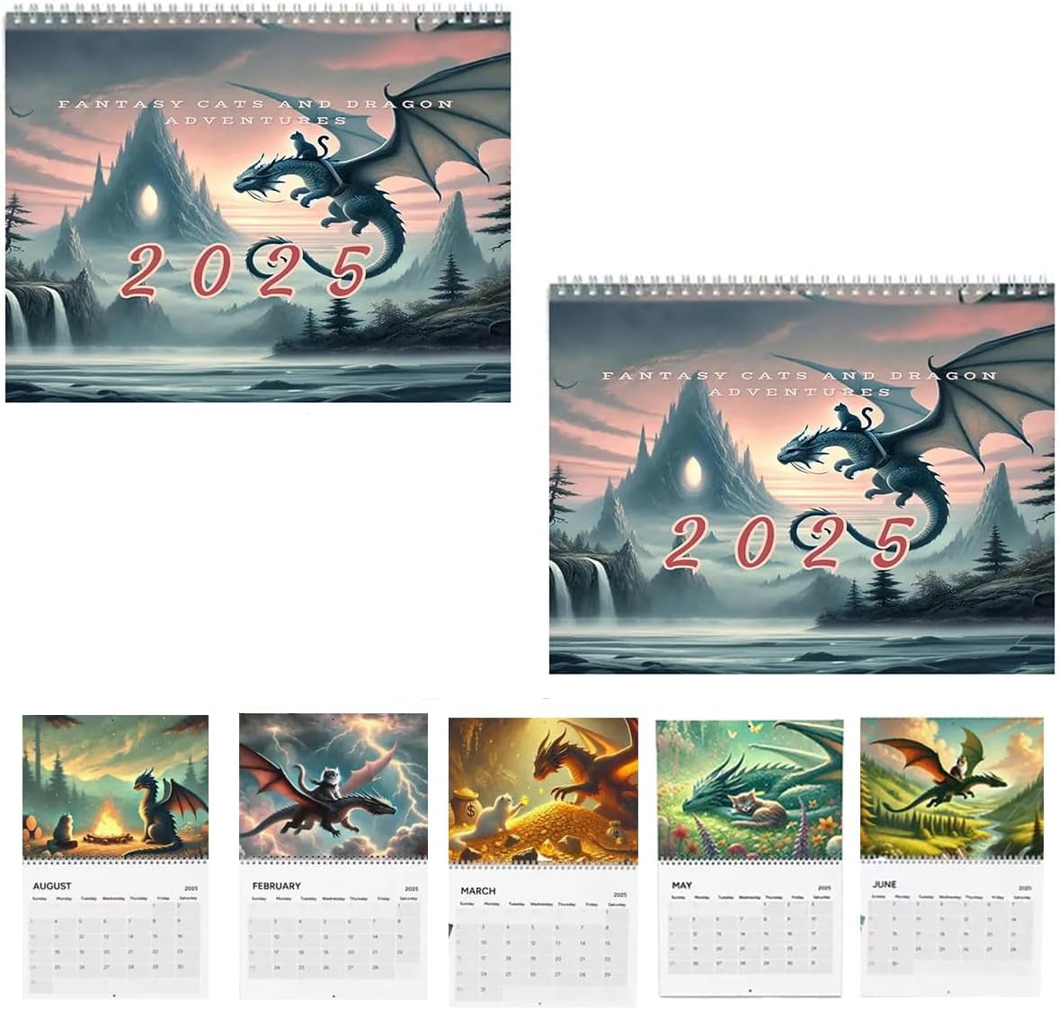 2025 Cat Dragon Rider Calendar,14x23”vertical Wall Cat Dragon Rider ...