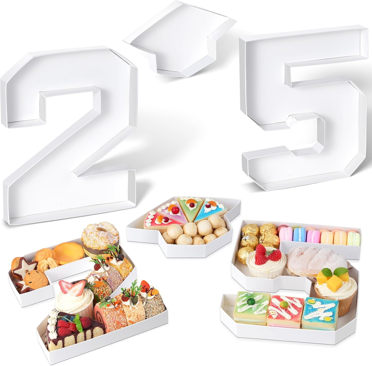 2025 Charcuterie Numbers Fillable - White Plastic Trays for Graduation ...