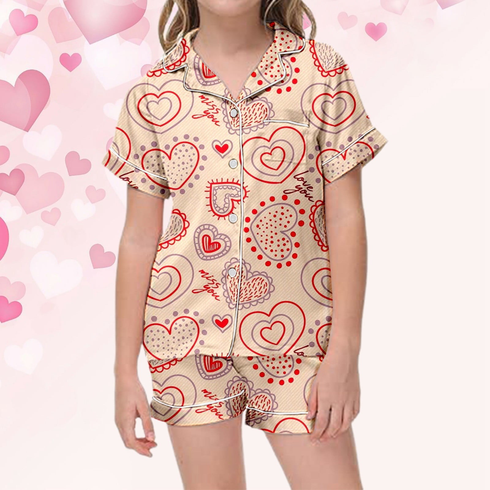 2025 Children's Shirt and Pants Set Valentine's Day Pajamas Set Pocket ...