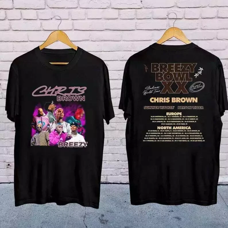 2025 Chris Brown Concert Merch, Breezy Bowl XX Tour Apparel for R&B ...