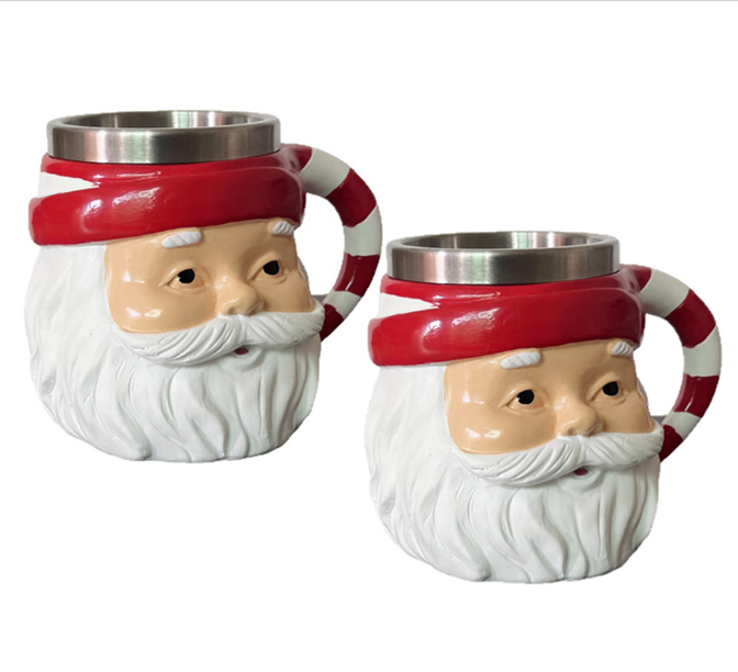 2025 Christmas 3D Santa Coffee Mugs, Vintage Santa Claus Heads Ceramic ...