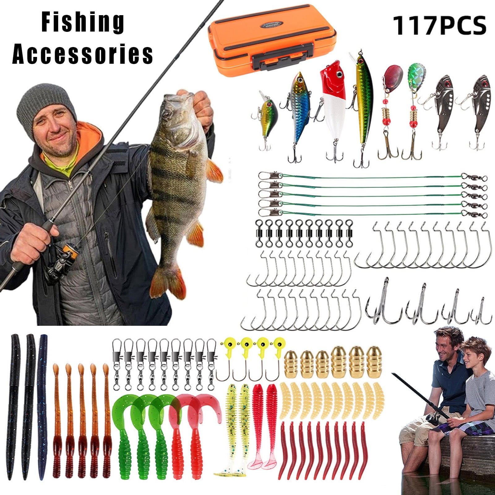 2025 Christmas Advent Calendar 117pcs Fishing Accessories Kit Diversity ...