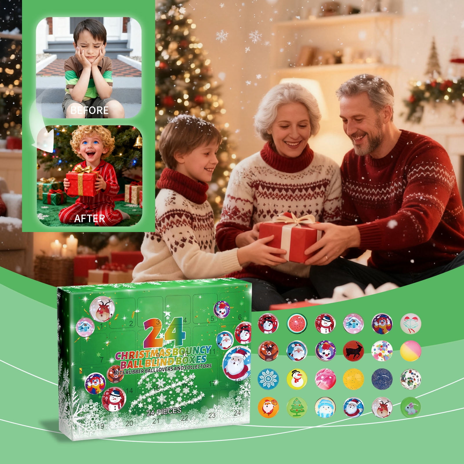 2025 Christmas Advent Calendar - 24 Days of Christmas Bouncy Balls Toys ...