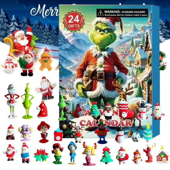 2025 Christmas Advent Calendar - 24 Days Cute Cartoon Green Monster ...