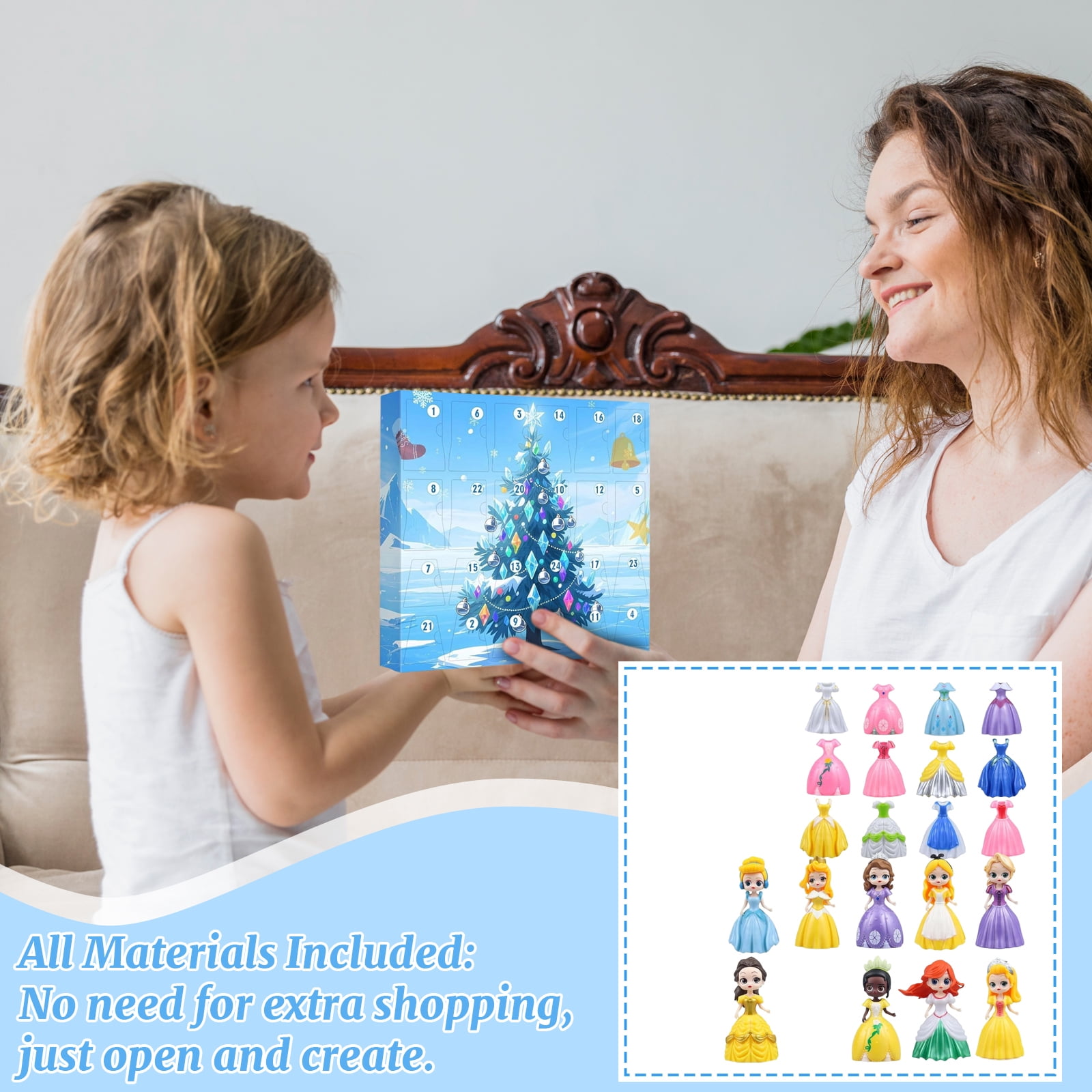 2025 Christmas Advent Calendar, 24 Days Princess Transformable Toys ...
