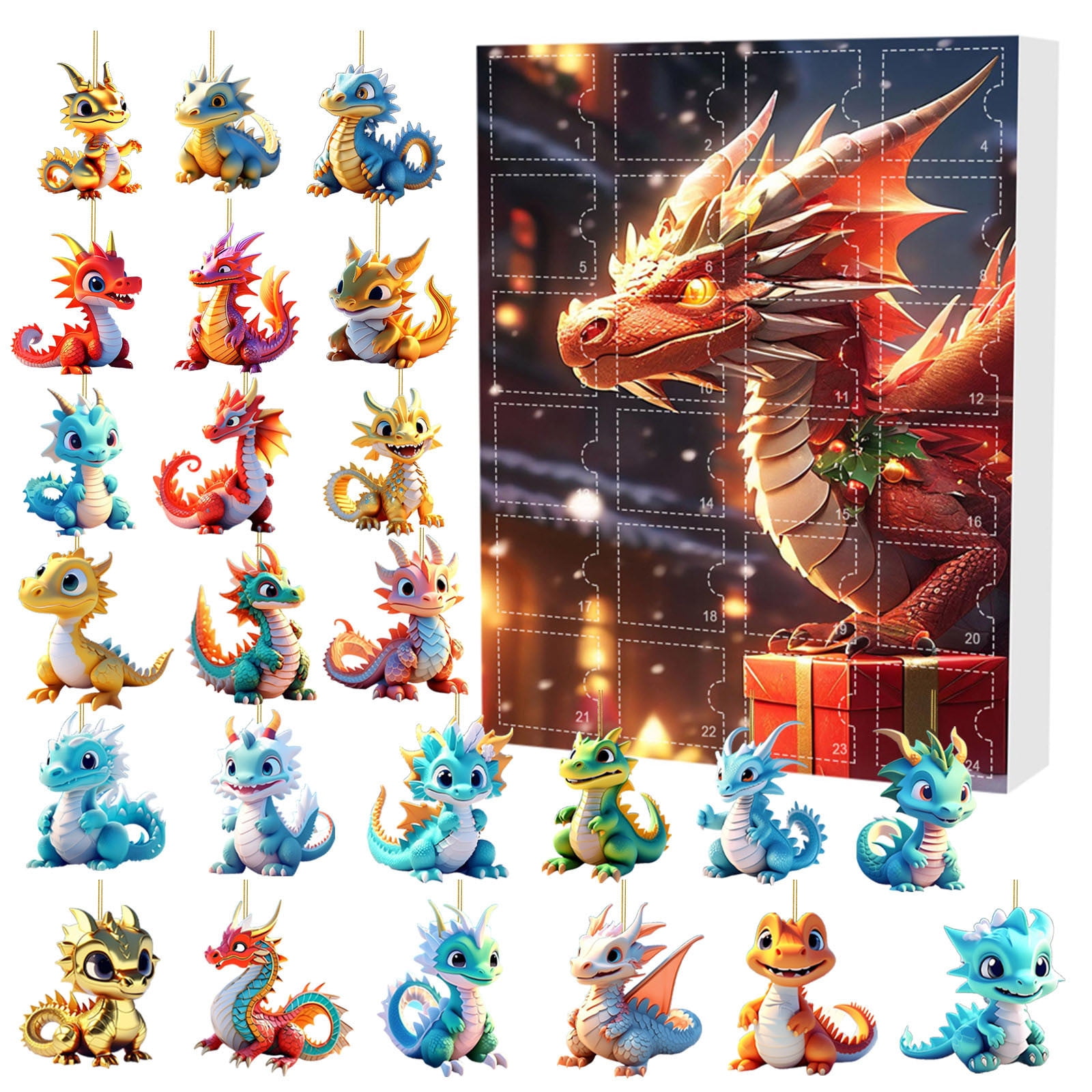 2025 Christmas Advent Calendar Dragon Ornaments Christmas Tree Hanging ...