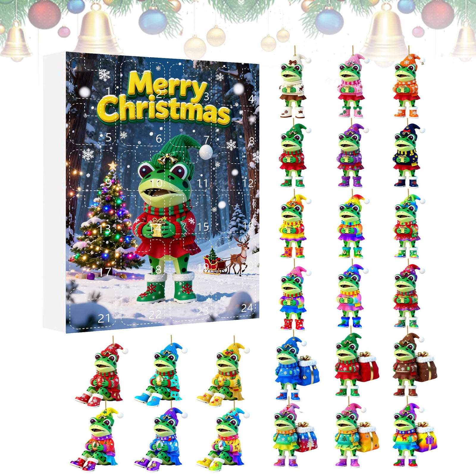 2025 Christmas Advent Calendar Funny Frog Ornament Sassy Green Frog ...