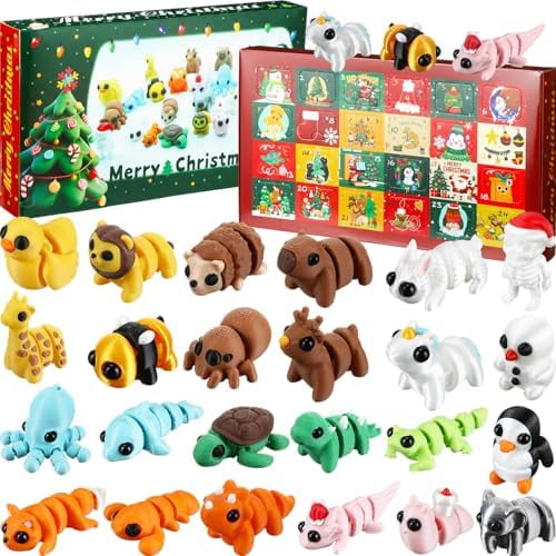 2025 Christmas Advent Calendar with Mini 3D Print Animals Set Inside ...