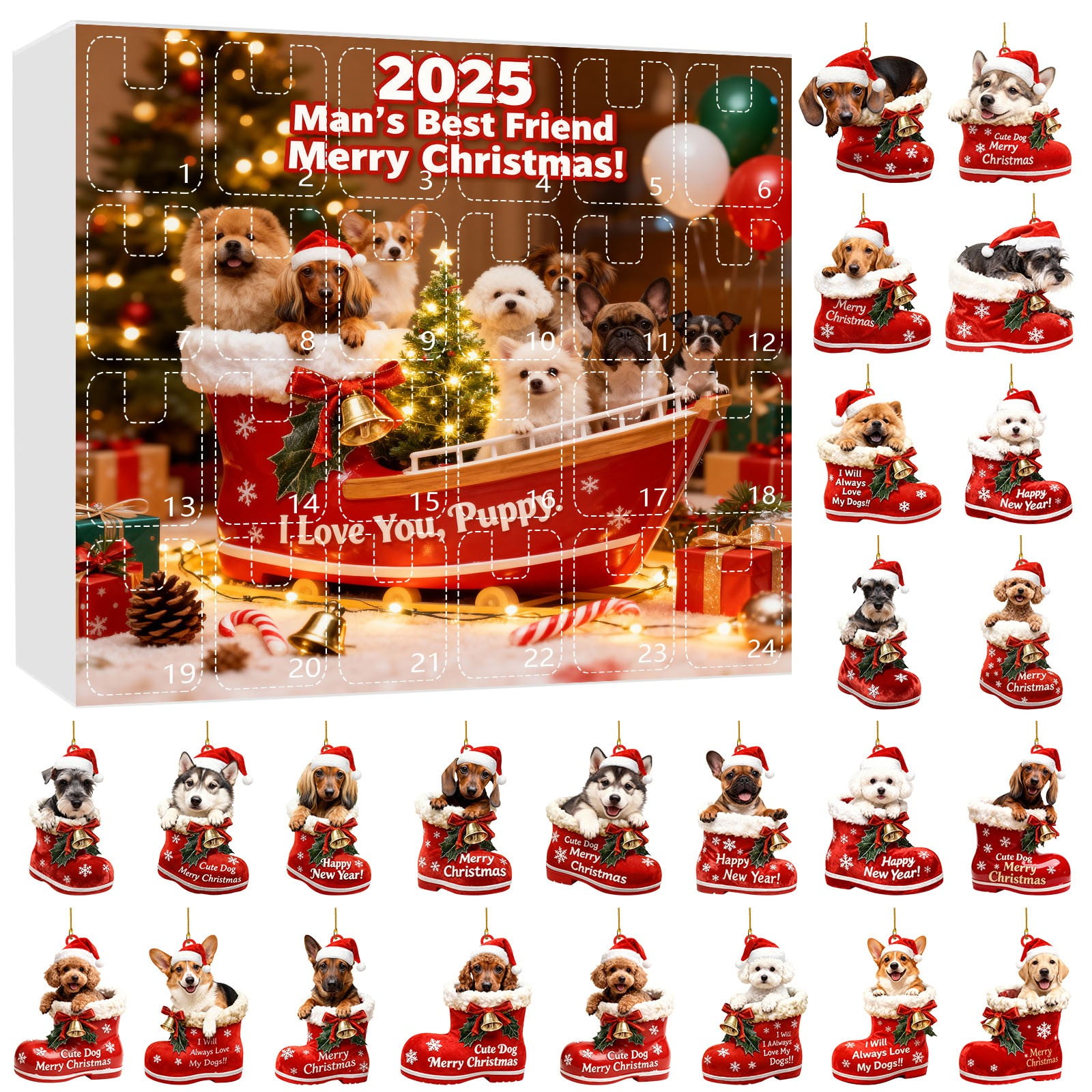 2025 Christmas Advent Calendar Set Featuring 24 Days Of Festive 2D Flat ...