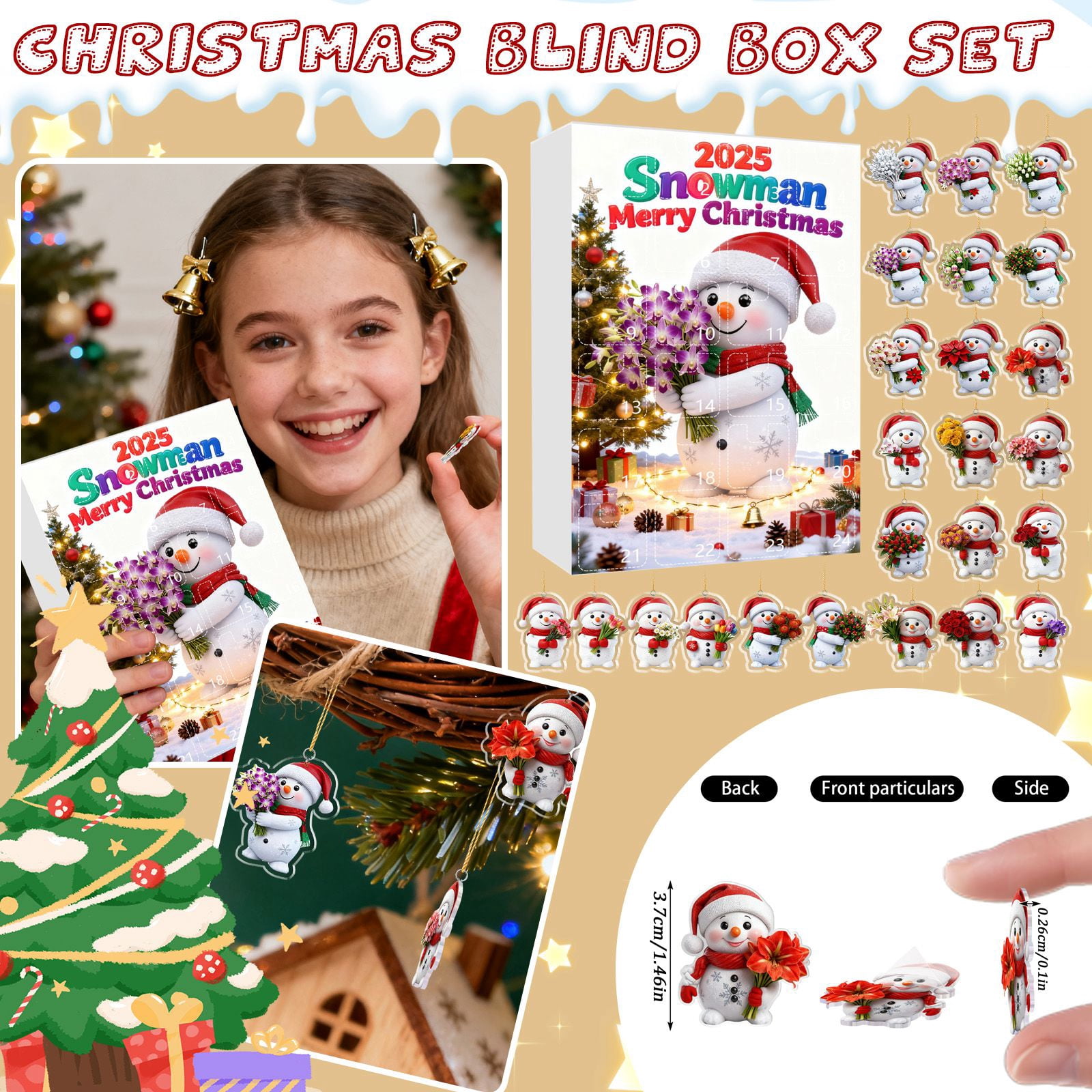 2025 Christmas Advent Calendar Snowman Advent Calendar 24-Day Christmas ...