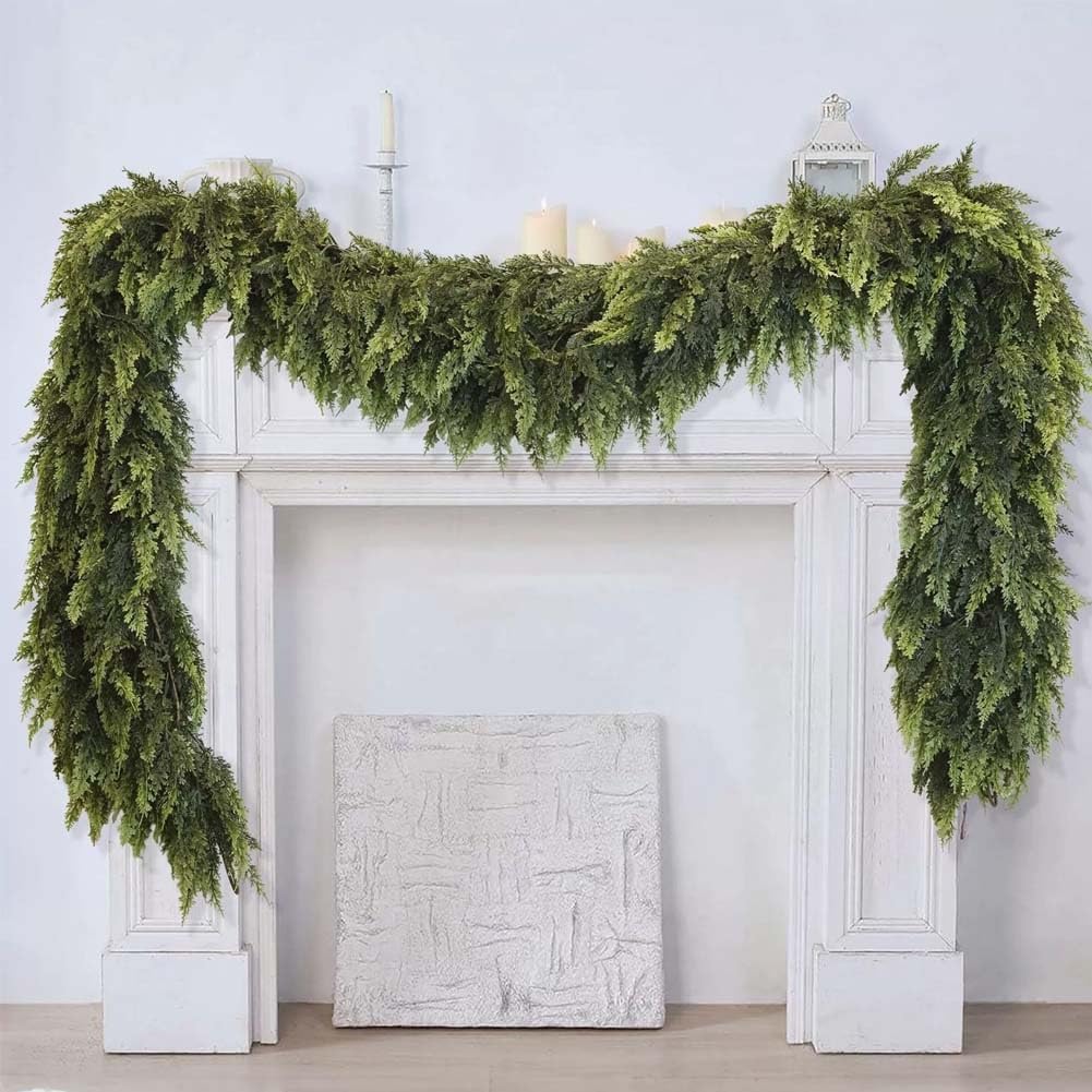 2025 Christmas Artificial Cypress Leaf Vine Wreath, Realistic Christmas ...