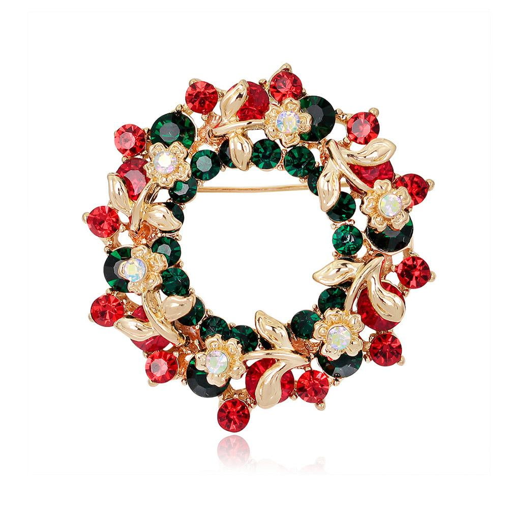 2025-Christmas Brooch Badge Rhinestone Crystal Enamel Brooch Pin Xmas ...