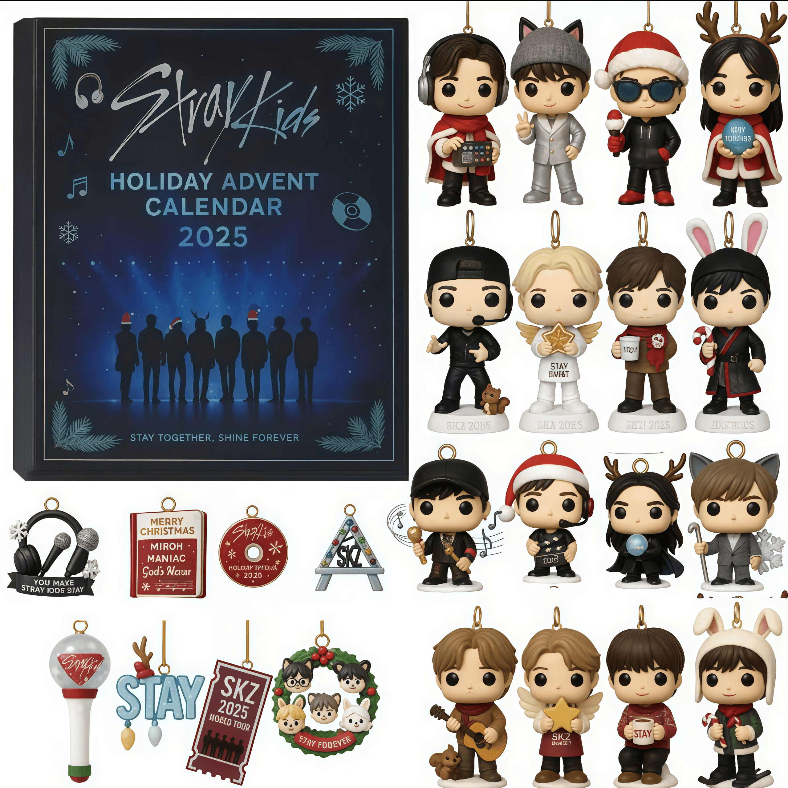 2025 Christmas Countdown Calendar Gift Box, containing 24 acrylic ...